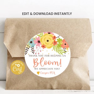 Flower Teacher Appreciation Week Tags, Printable Circle Thank You for ...