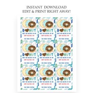 Printable Donut Valentine's Day Cards for Kids, Classroom Valentine ...
