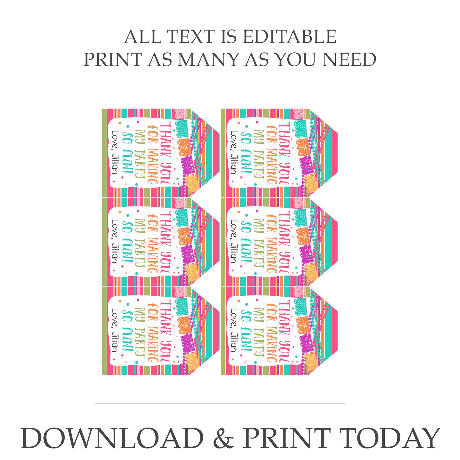 Editable Fiesta Birthday Party Favor Tags Mexican Themed | Etsy