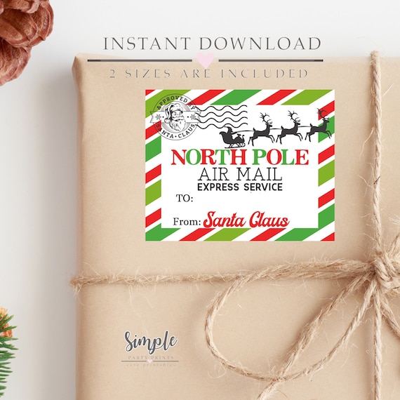 Printable Special Delivery Santa Labels, North Pole Express Mail Tags ...