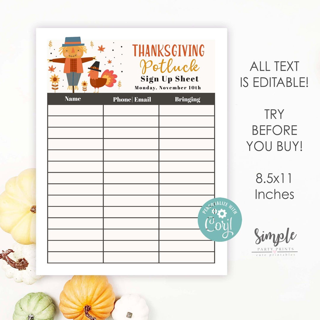 Editable Fall Festival Volunteer Sign up Sheet | Instant Printable ...