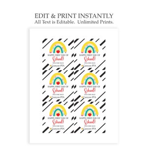 Printable First Day of School Tag | Editable Welcome Back to School ...