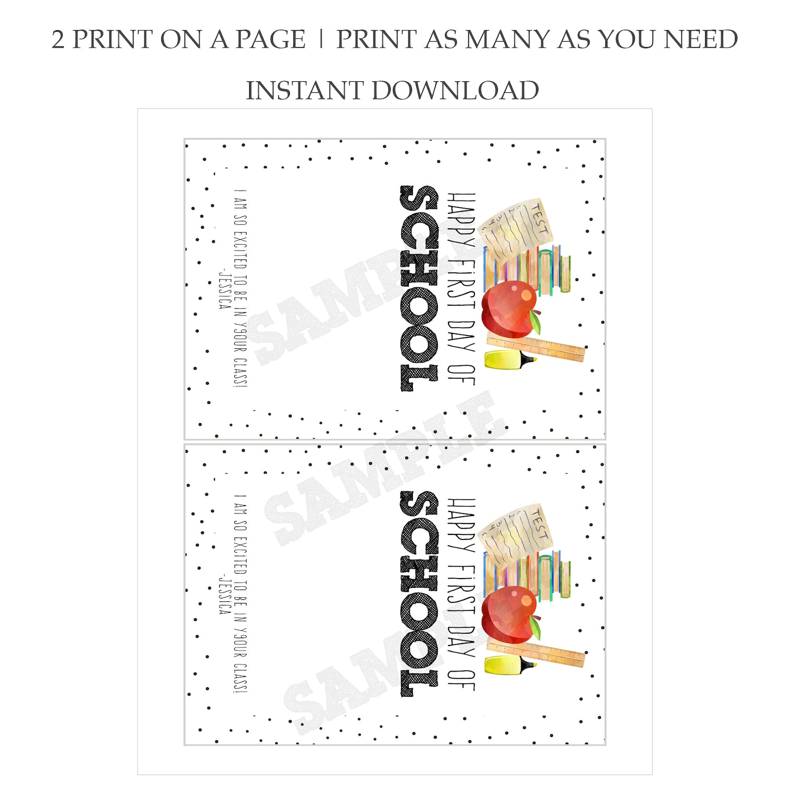 First Day of School Gift Card Holder Editable Happy Teacher - Etsy