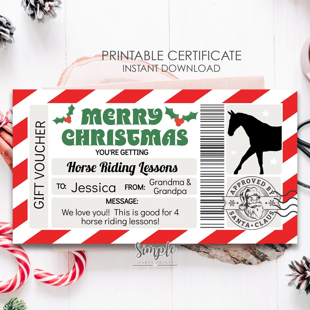 Printable Horse Riding Lessons Template, Surprise Gift Certificate ...