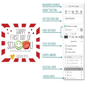 Printable Happy First Day of School Tag, Editable Back to School Label ...