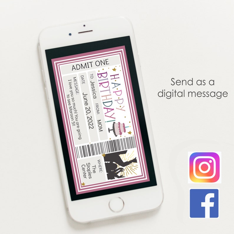 Printable Happy Birthday Concert Ticket Template, Show Certificate Gift ...