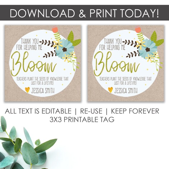 Teacher Appreciation Printable Tag, Printable Thank You for Helping Me ...