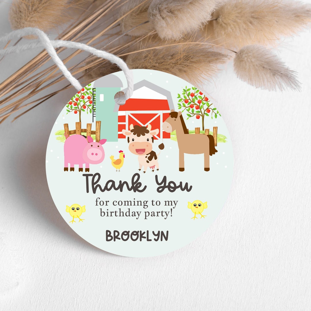Editable Farm Animals Birthday Party Tag | Barnyard Bash 1st Birthday ...