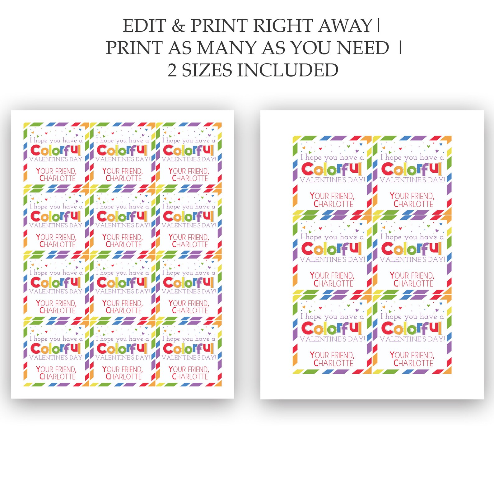 Printable Valentines Day Kids Cards, Valentine's Tag, Valentine Label ...