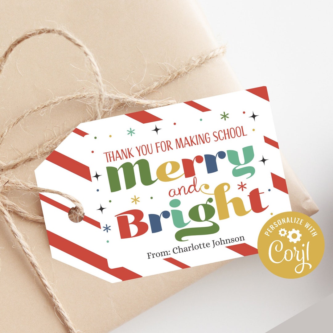 Printable Thank You for Making School Merry and Bright Christmas Gift ...