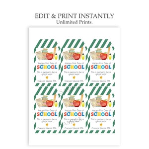 First Day of School Printable Tag, Welcome Back to School Labels, Gifts ...