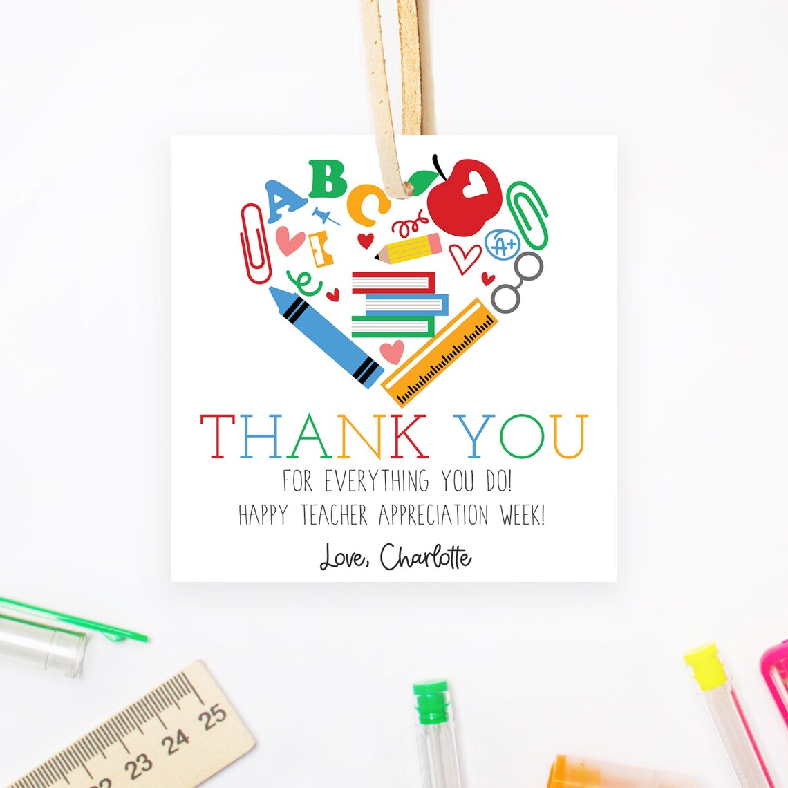 Printable Teacher Appreciation Tag - Editable Thank You Teachers Aide ...