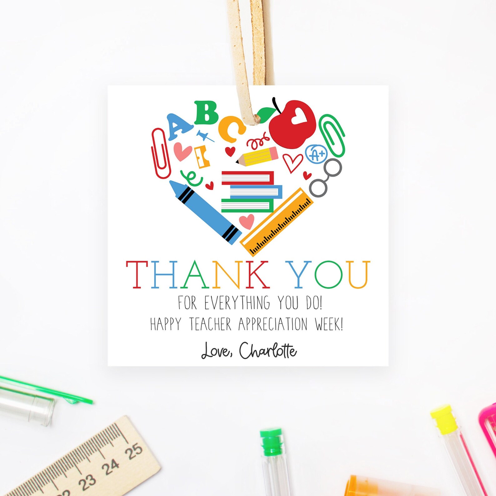 Printable Teacher Appreciation Tag - Editable Thank You Teachers Aide ...