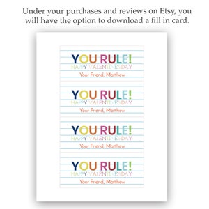 Printable Valentine's Day You Rule Cards for Classroom Parties, Non ...