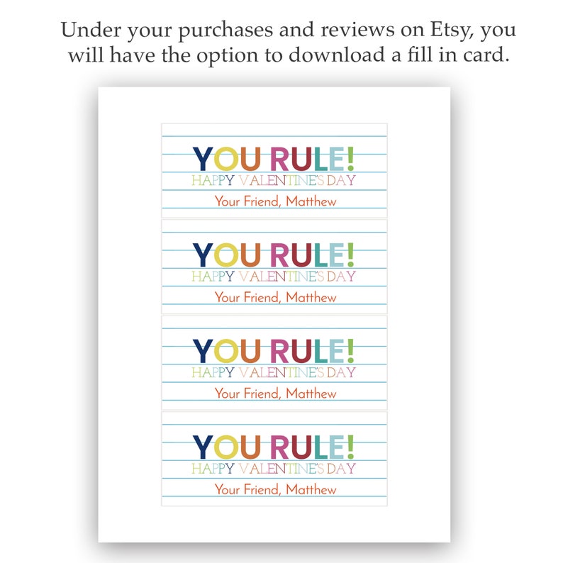 Printable Valentine's Day You Rule Cards for Classroom - Etsy