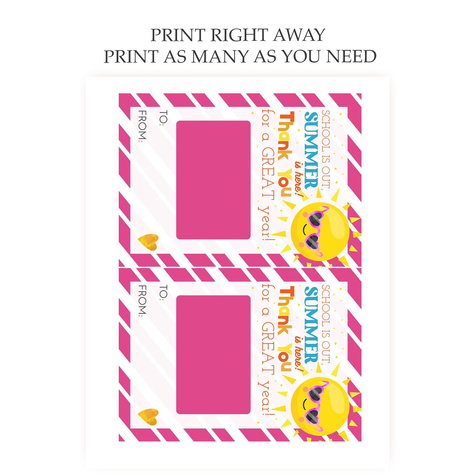 Printable End of the School Year Gift Card Holder End of the - Etsy