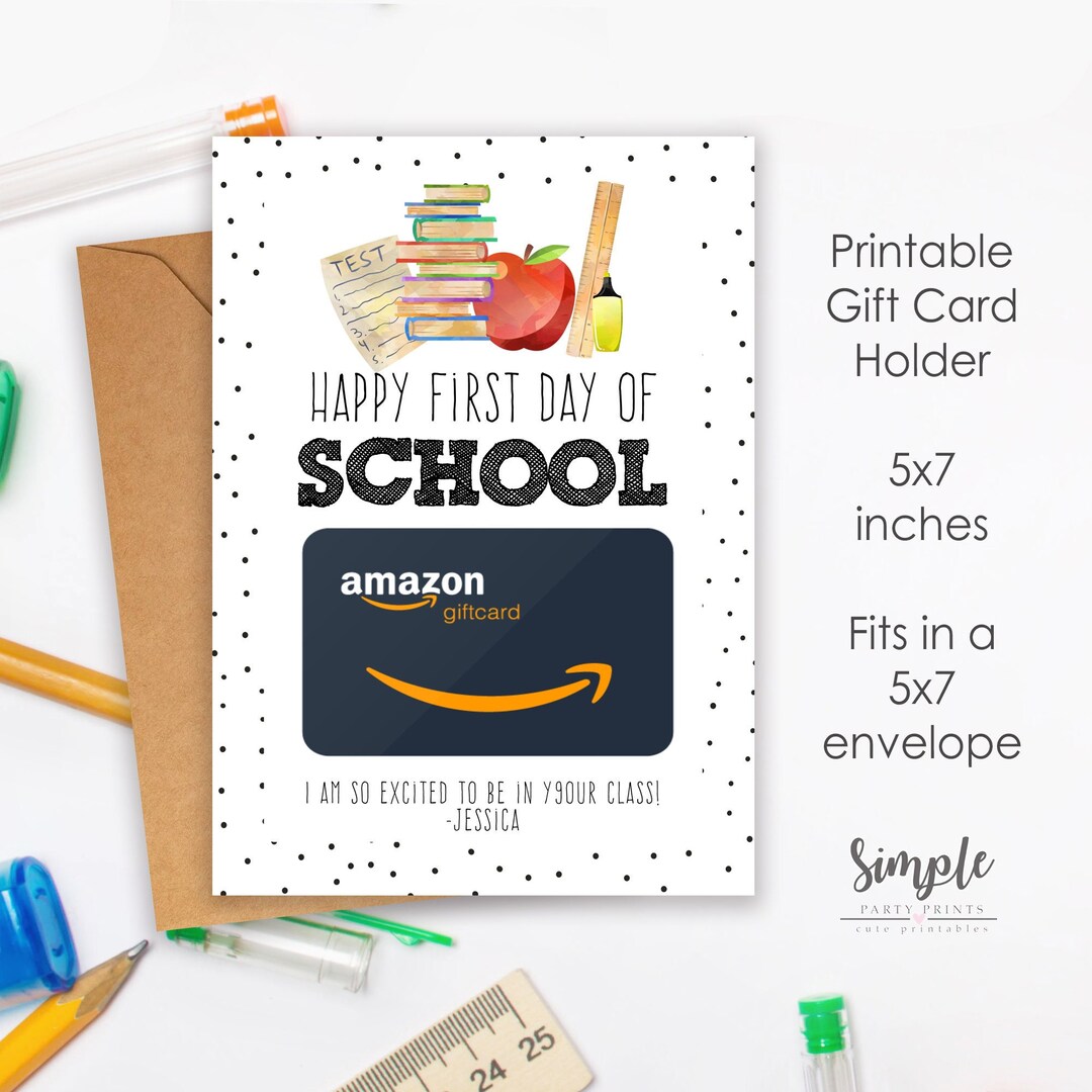 First Day of School Gift Card Holder, Editable Happy Teacher ...