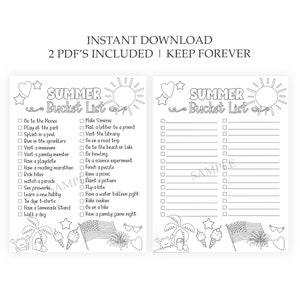Summer Bucket List Coloring Page, Summertime Ideas, Things to Do This ...