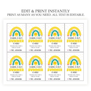 Summertime Treat Favor Tags Printable End of the School Year Gift Tags ...