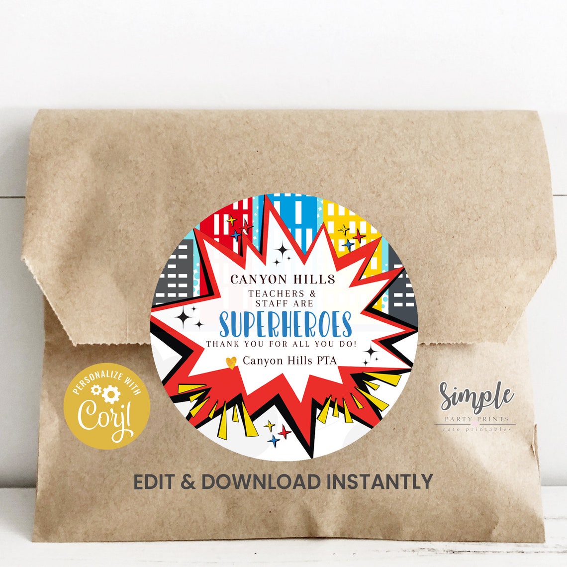 Printable Superhero Theme Gift Tag for Teacher Appreciation, All Text ...