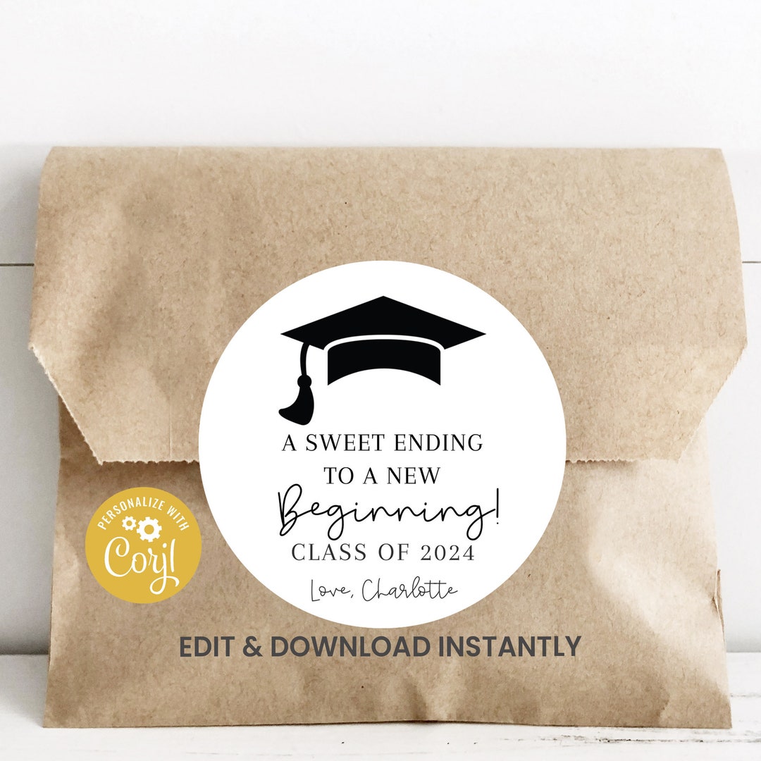 Printable 2024 Graduation Sticker Tag - All Text is Editable - Class of ...