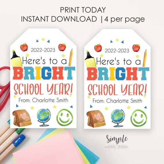 First Day of School Printable Tag, Welcome Back to School Labels, Gifts ...