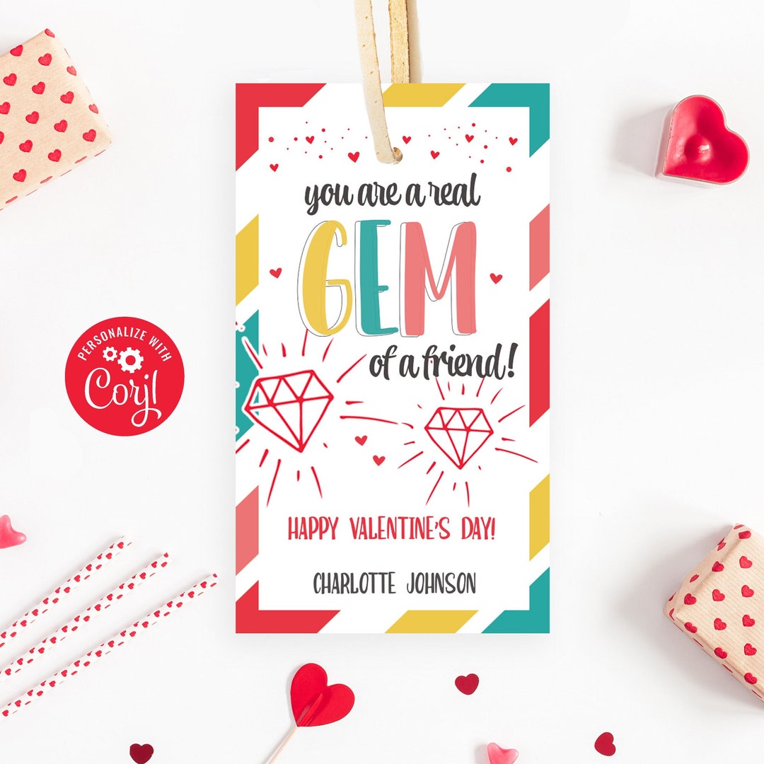 Printable Valentine's Day Gift Tag, Ring Pop Valentine Exchange Cards ...