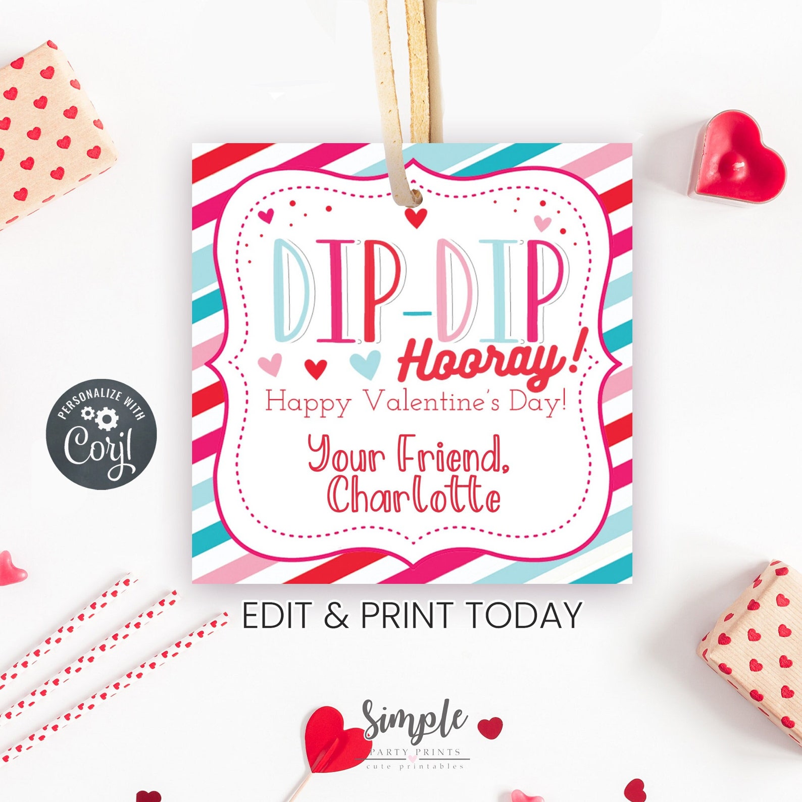 Printable Valentine's Day Fun Dip Candy Tags for Kids Classroom ...