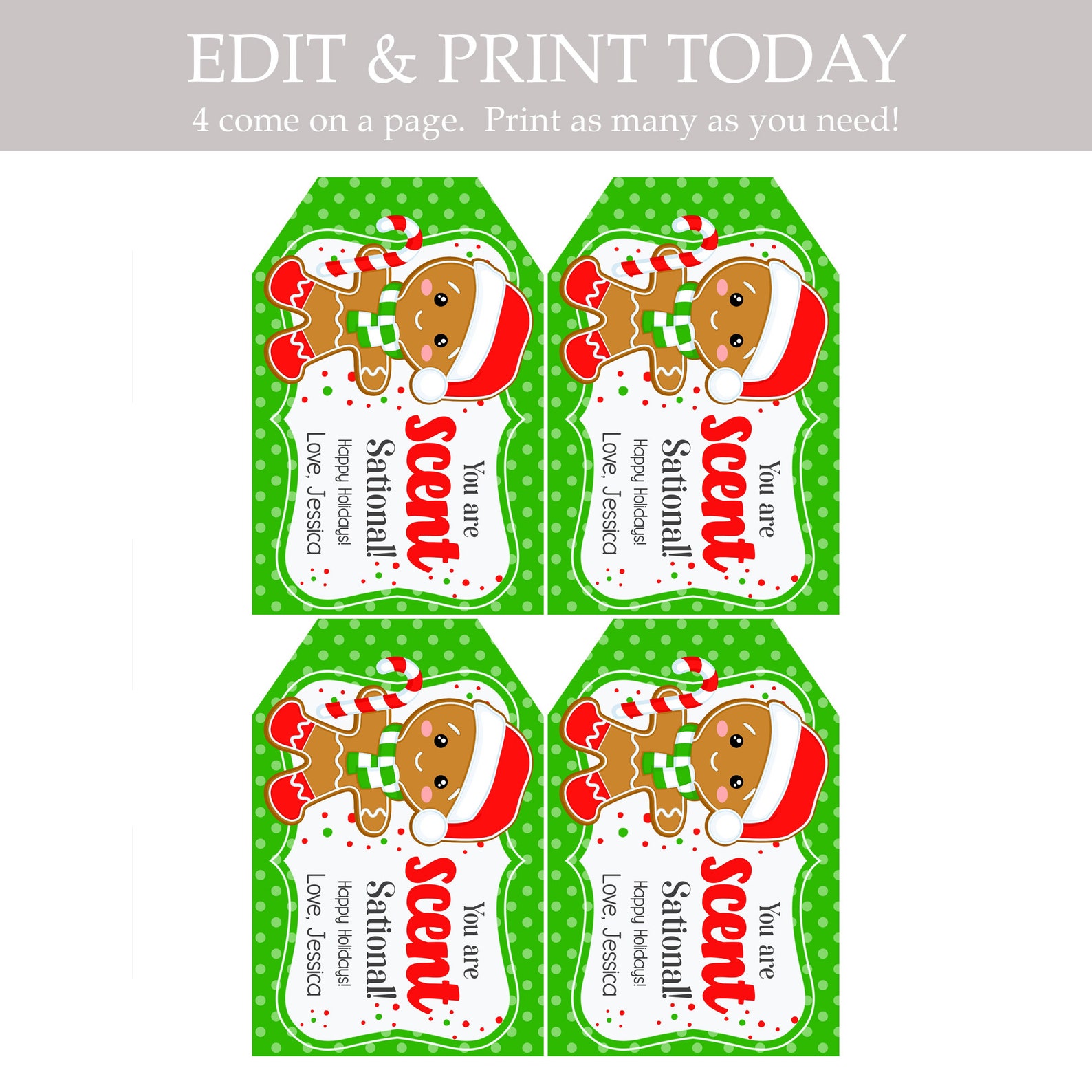Holiday Soap Printable Gift Tags Scent Sational Tags - Etsy