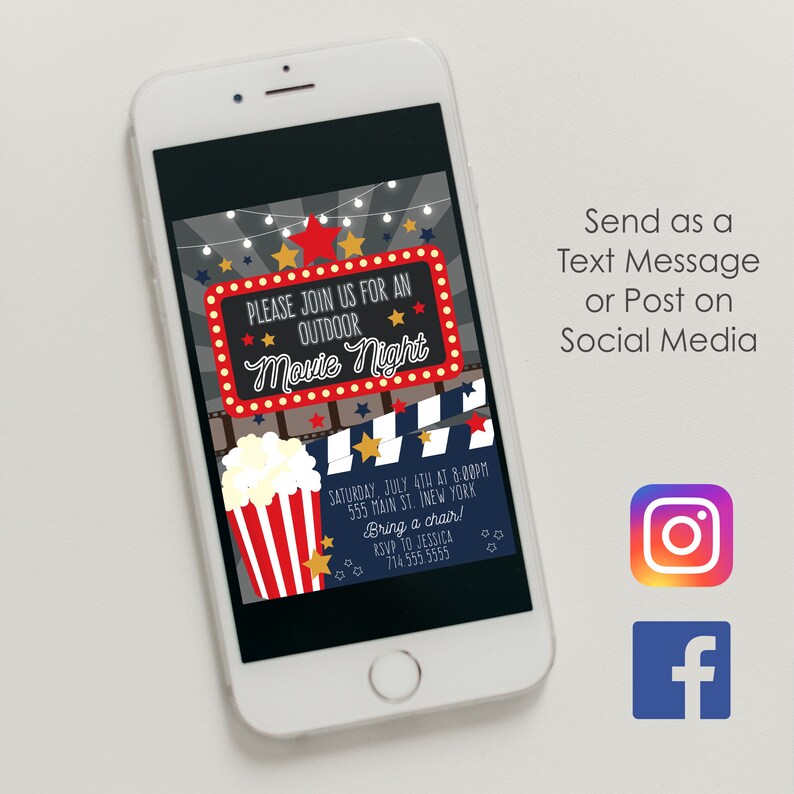 Editable Movie Night Invite Outdoor Movie Night Digital - Etsy