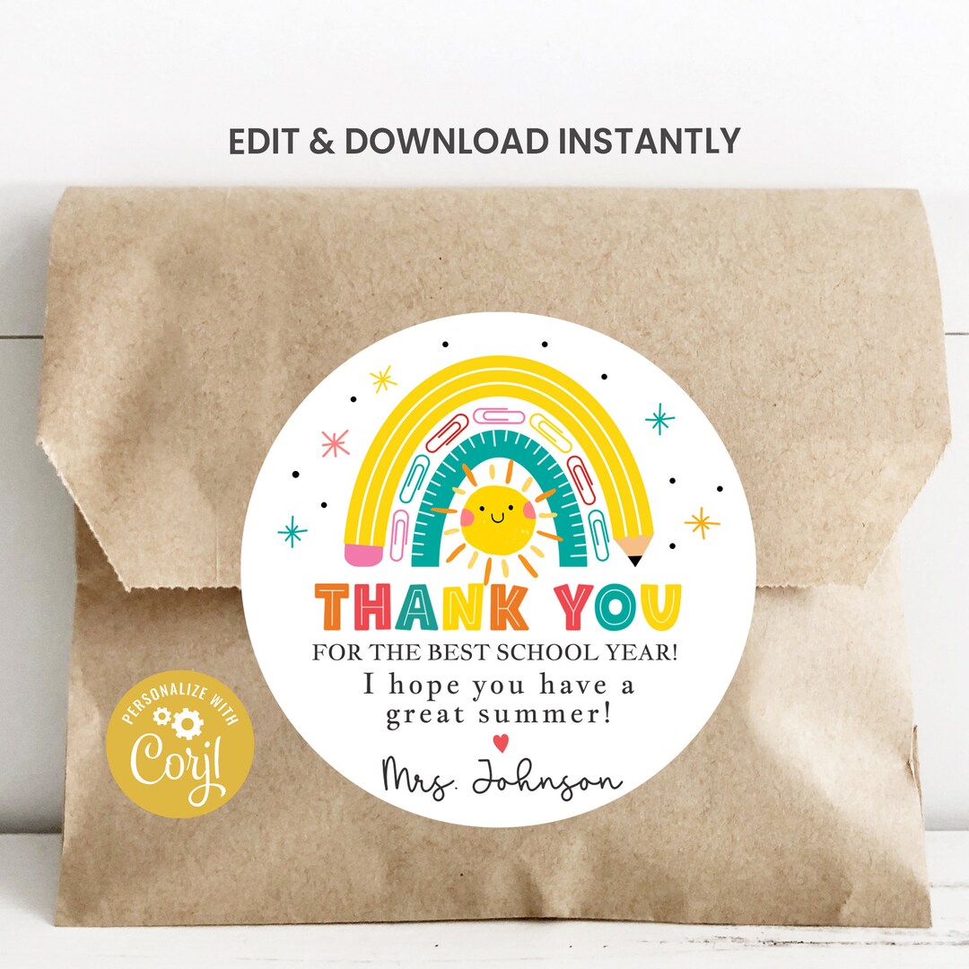 Editable Last Day of School Printable Gift Tags Thank You Teacher Gift ...