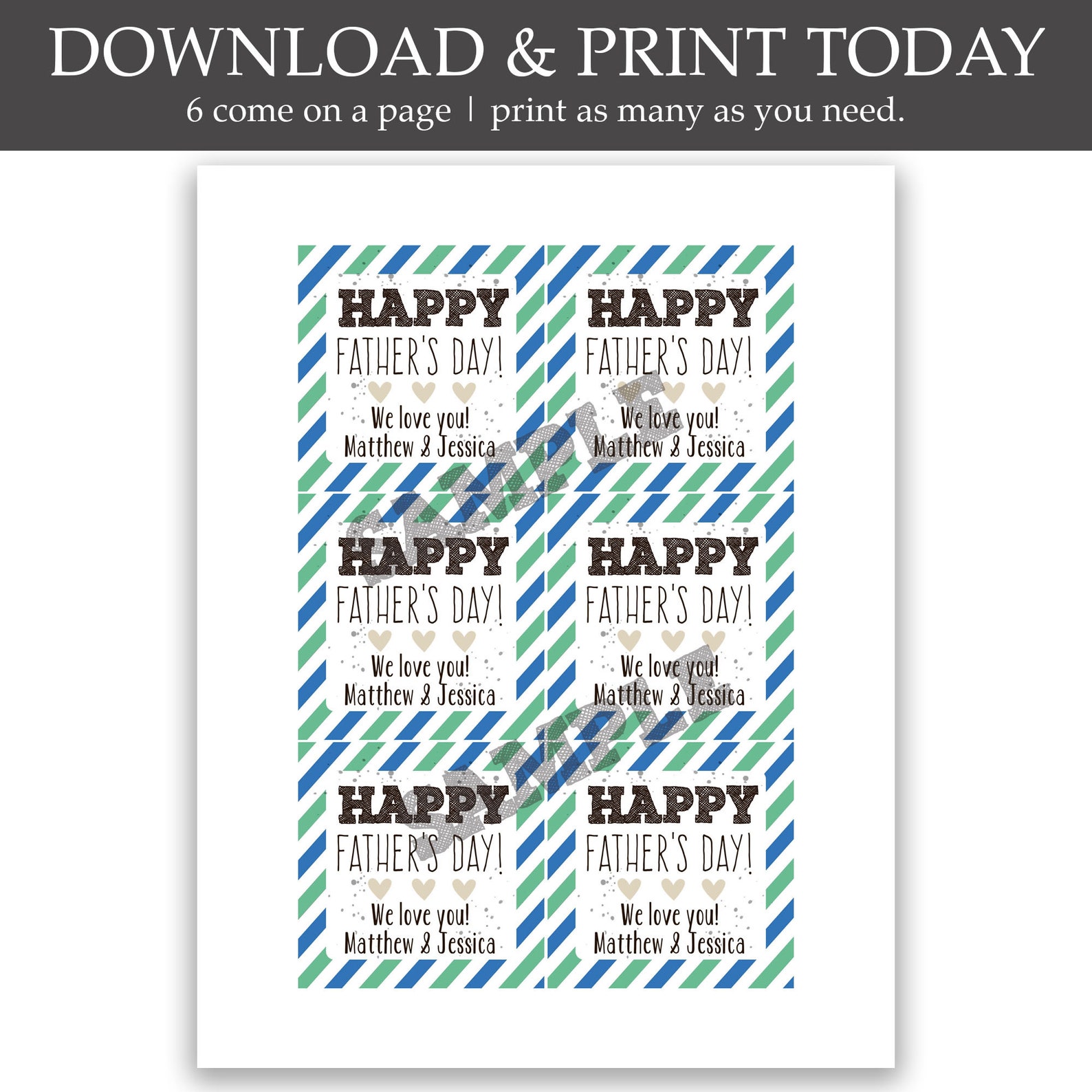 Printable Happy Father's Day Tags, Editable Gifts for Dad, Customized ...