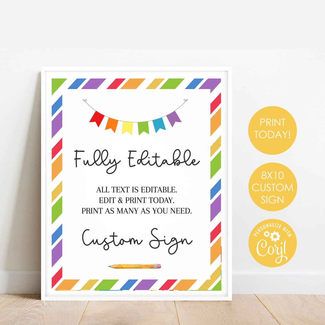 Printable Rainbow Classroom Sign | Editable Welcome Back to School ...
