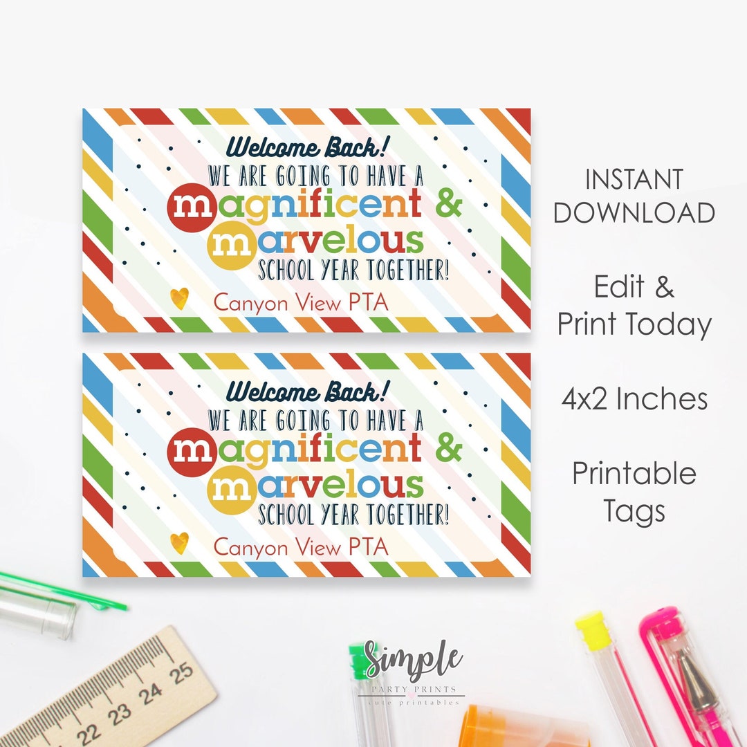 Printable Welcome Back to School Tag, Editable Back to School Label, M ...