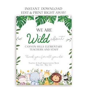 Editable Safari Themed Teacher Appreciation Blank Sign Template ...