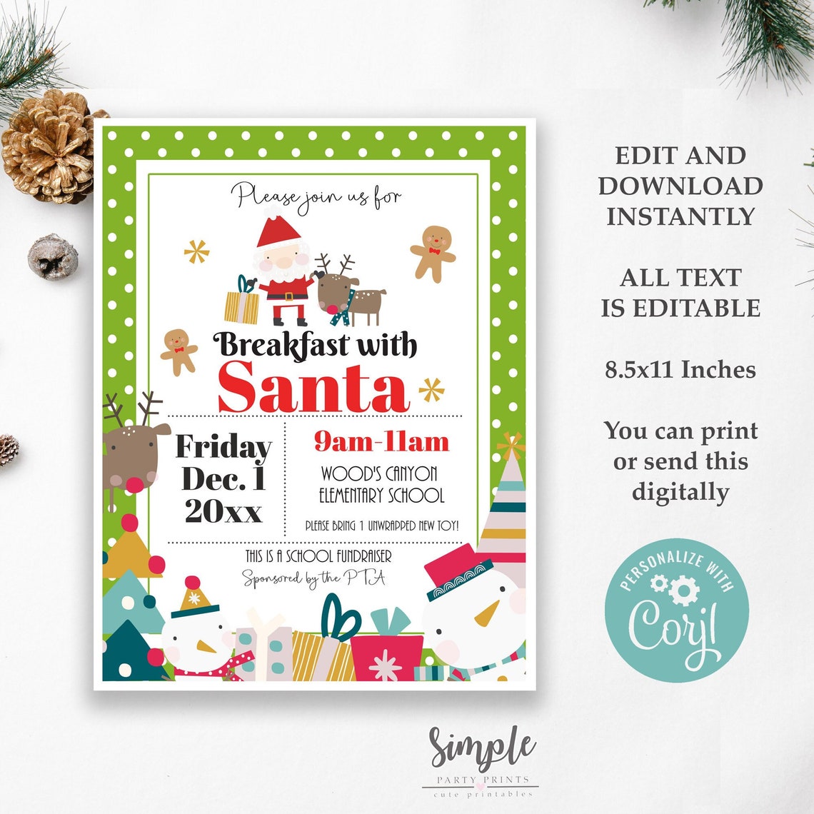 Editable Breakfast With Santa Template Digital Download - Etsy