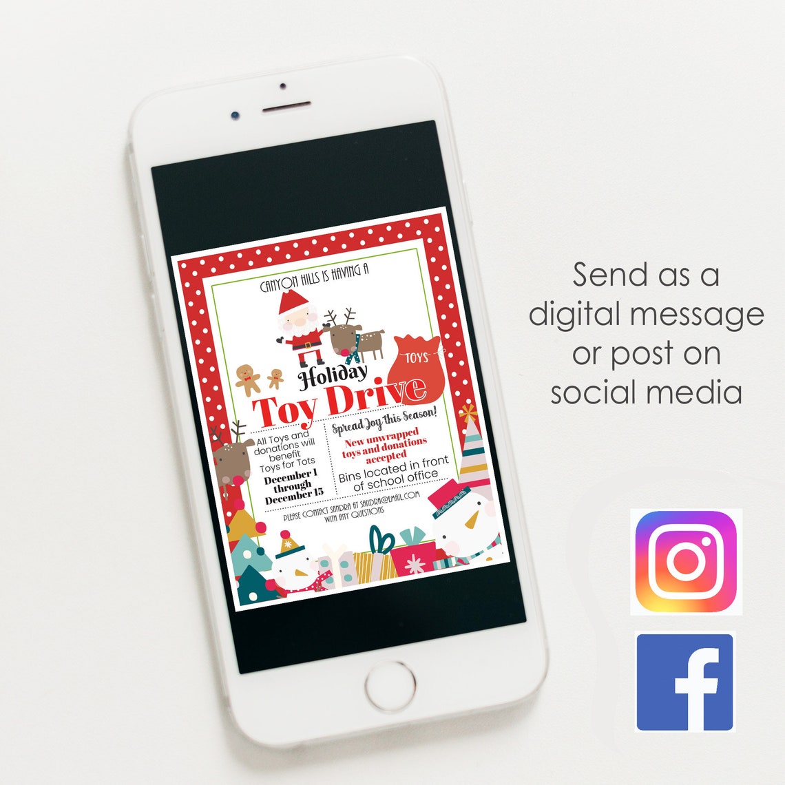 Editable Holiday Toy Drive Flyer Template Digital Download - Etsy