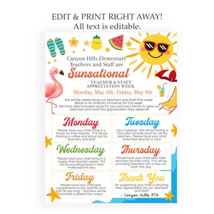 Teacher Appreciation Week Flyer, Printable Happy Sunny Beach Themed ...