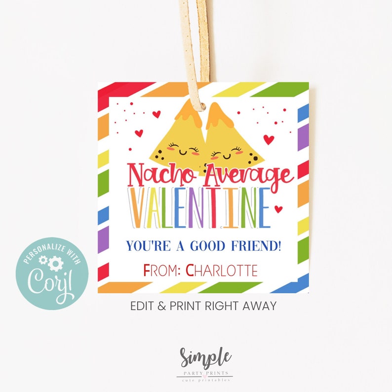 Printable Nacho Average Valentine's Day Cards for Kids - Etsy