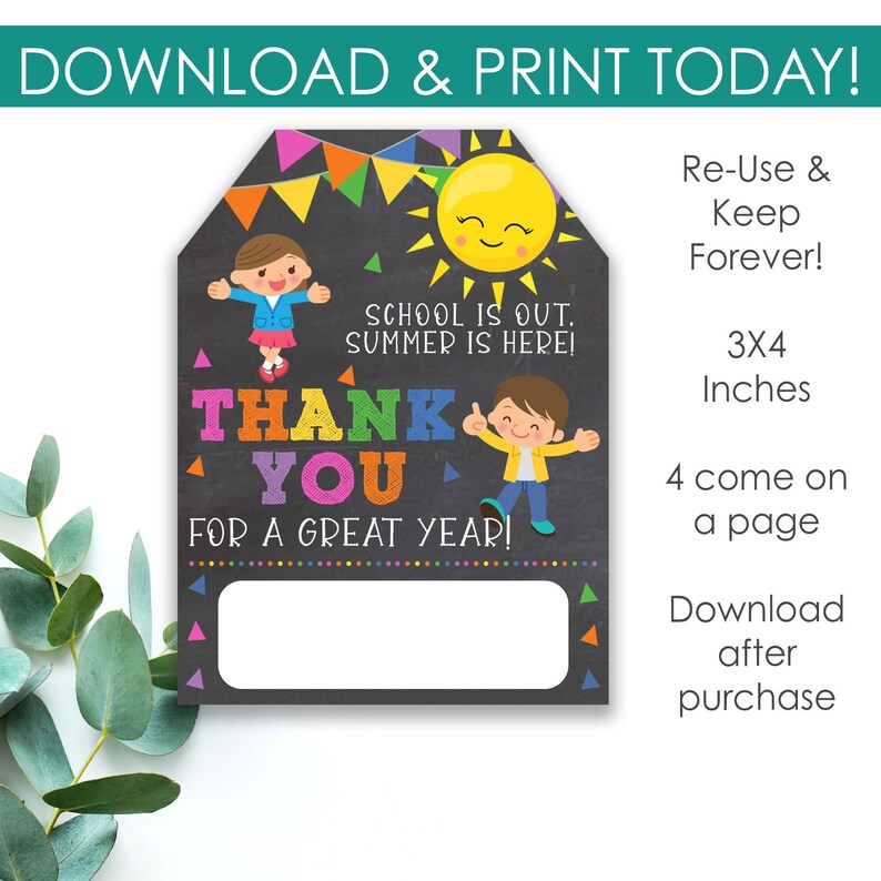 School's Out Summer is Here Printable Tags Printable Tags | Etsy
