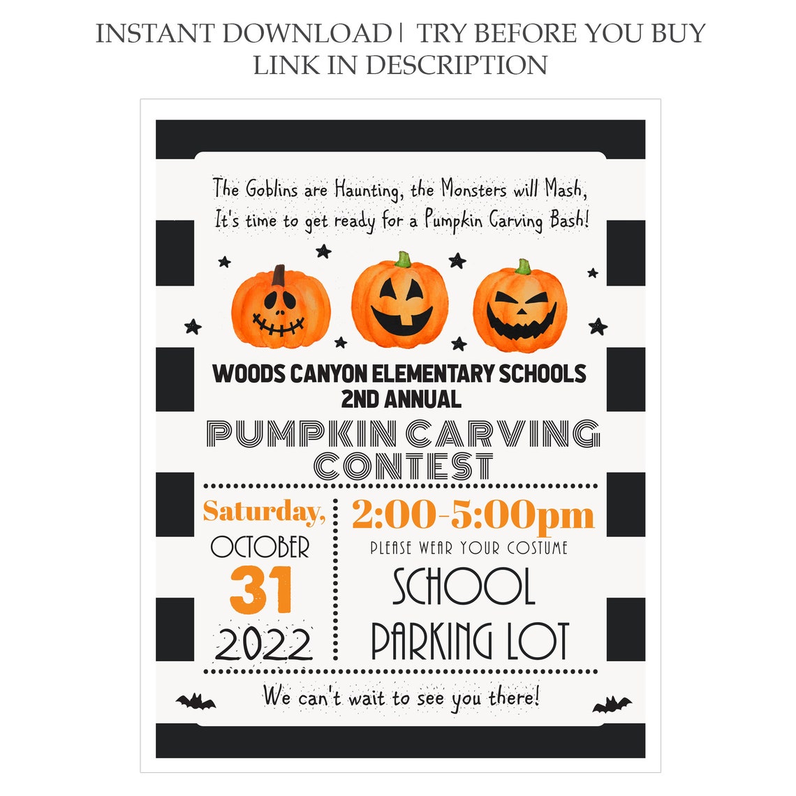 Editable Pumpkin Carving Party Flyer, Digital Flyer for Halloween Party ...