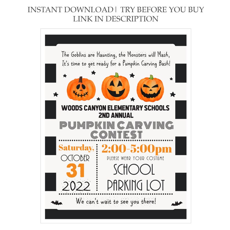 Editable Pumpkin Carving Party Flyer Digital Flyer for - Etsy