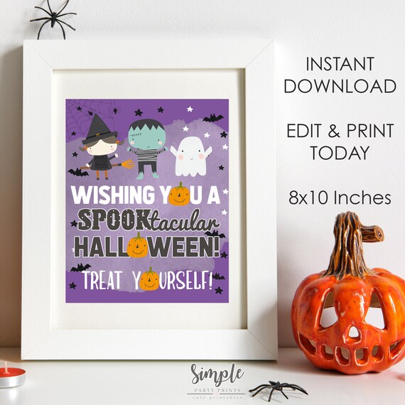 Printable Trick or Treat Sign for Halloween Night Sign for - Etsy