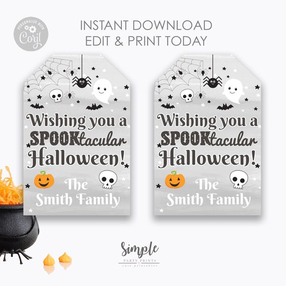 Editable Halloween Trick or Treat Tag, Halloween Goodie bag Tags, Candy ...