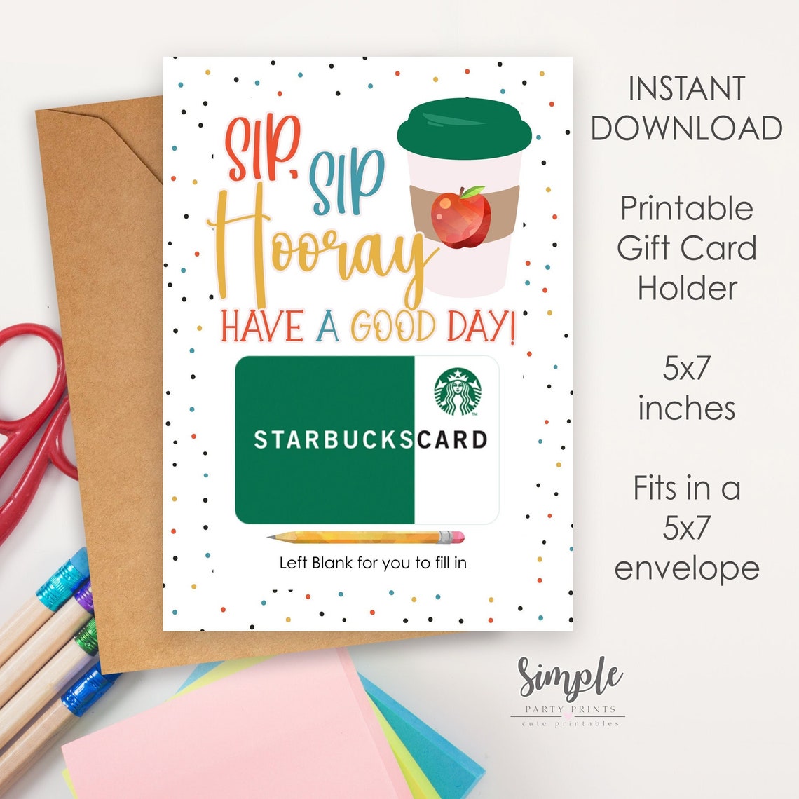 Sip Sip Hooray Happy First Day of School Gift Card Holder, Gifts for ...