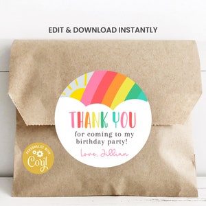 Rainbow Sticker Tag - Printable Favor Gift Tags - All Text is Editable ...