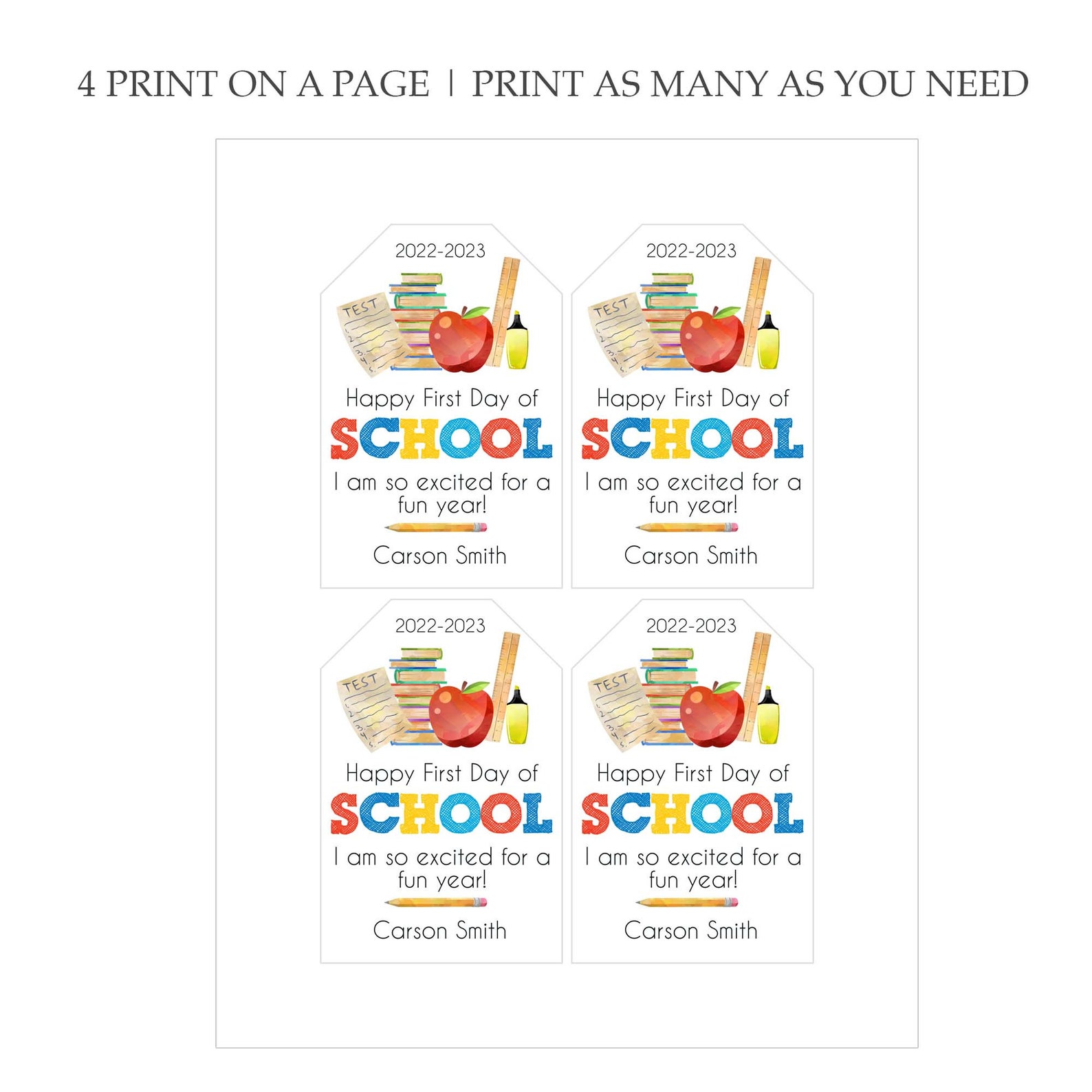 First Day of School Printable Tag Welcome Back to School - Etsy