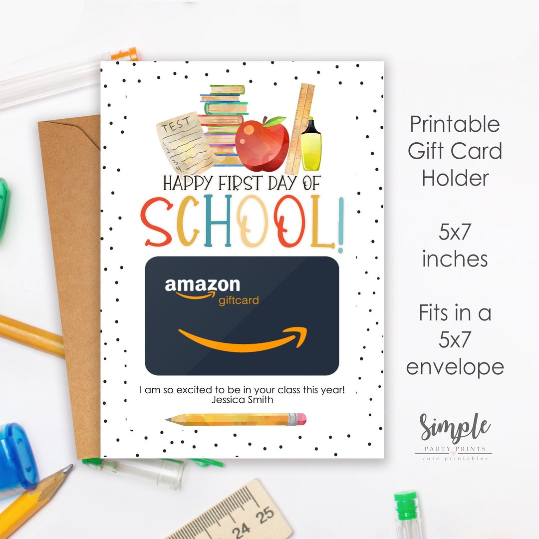 First Day of School Gift Card Holder Editable Happy Teacher - Etsy