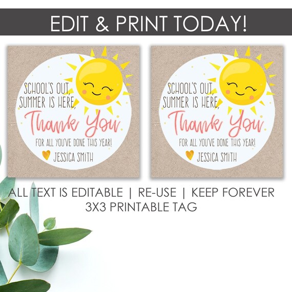 Printable School's Out Tag Tags for Students Tags for - Etsy