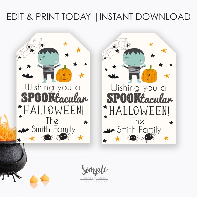 Happy Halloween Trick or Treat Tag Halloween Goodie Bag Tags - Etsy